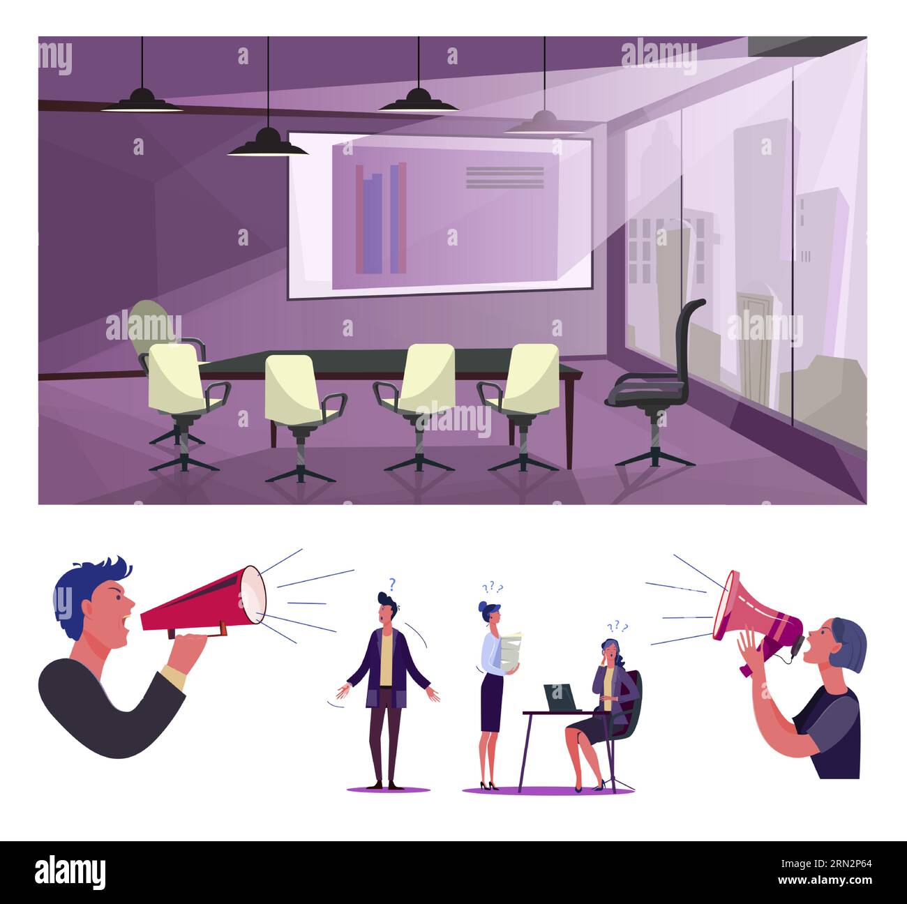 Clueless employees flat vector illustration set Stock Vector Image ...