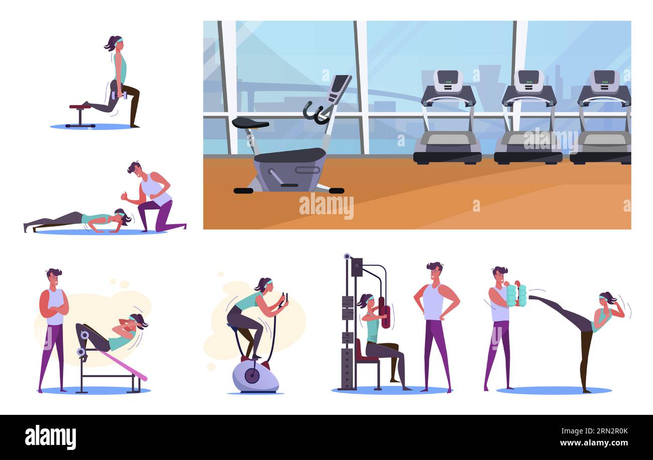 Set of sportsmen training at gym Stock Vector Image & Art - Alamy
