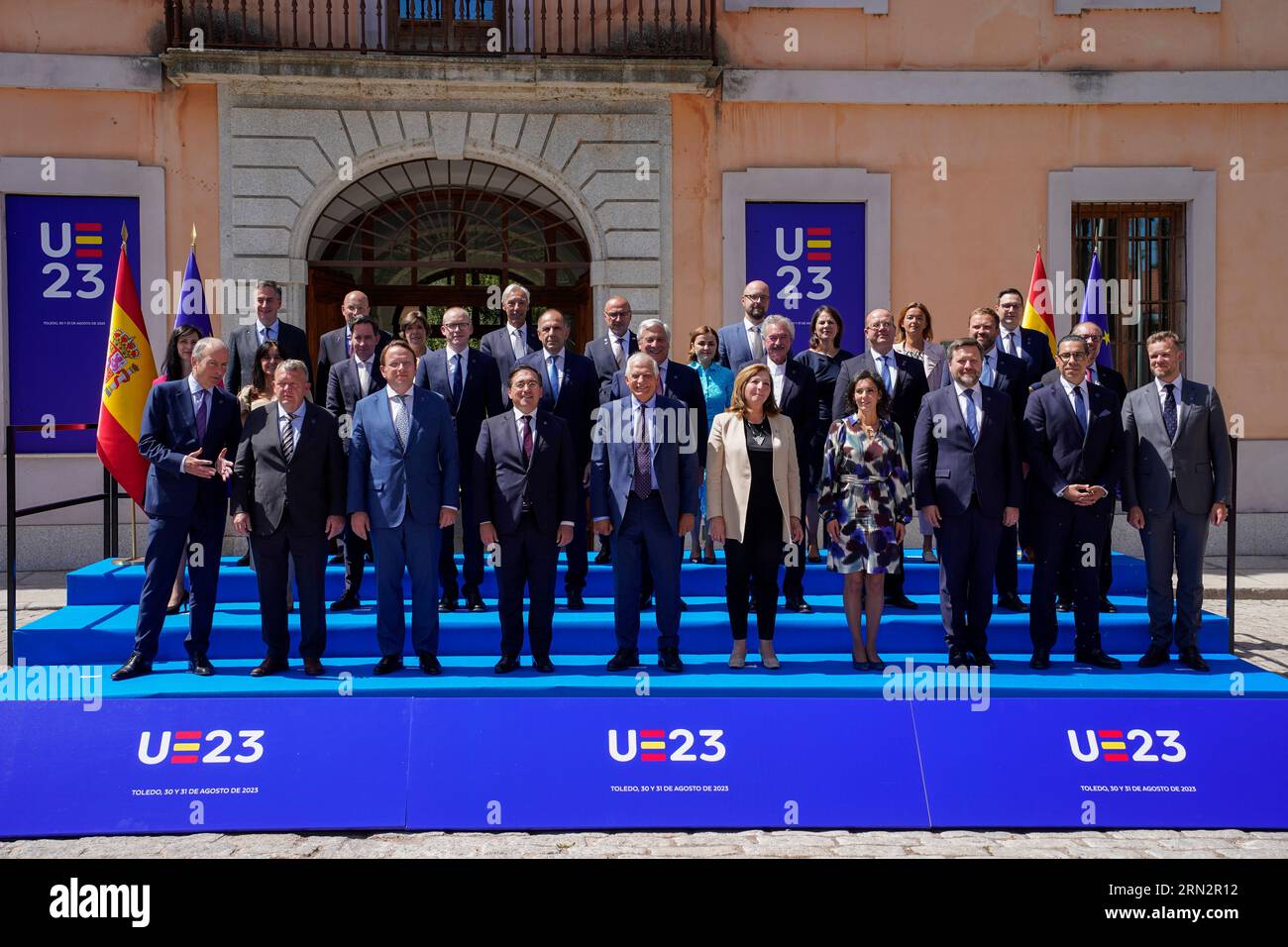 European Union foreign policy chief Josep Borrell, centre, poses with ...