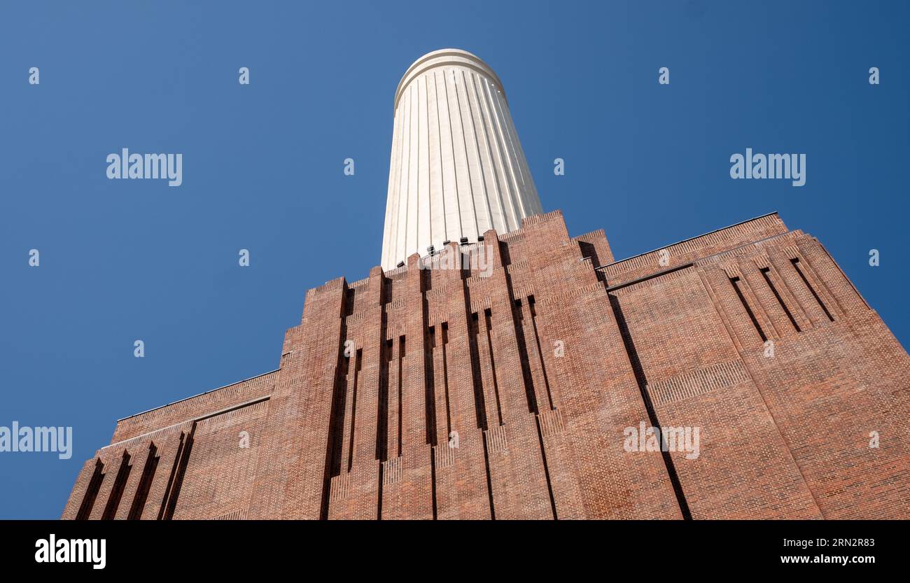 Chimney at Battersea Power Station, London. Newly renovated interwar ...
