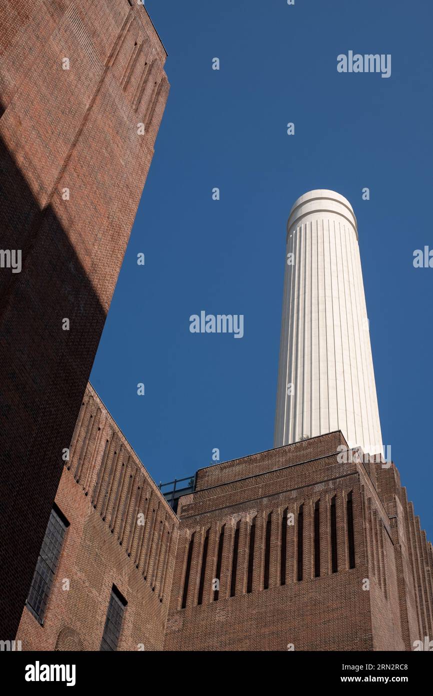 Chimney at Battersea Power Station, London. Newly renovated interwar ...