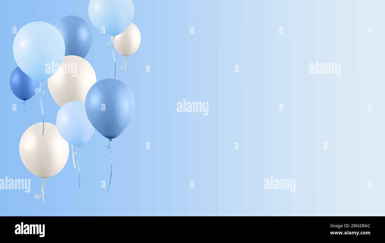 Blue balloons white background hi-res stock photography and images - Alamy