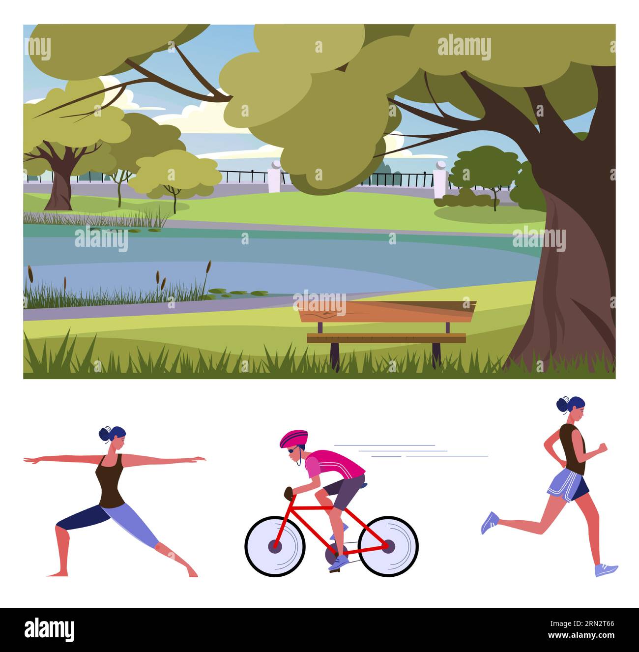 Outdoor activities flat vector illustration set Stock Vector Image ...