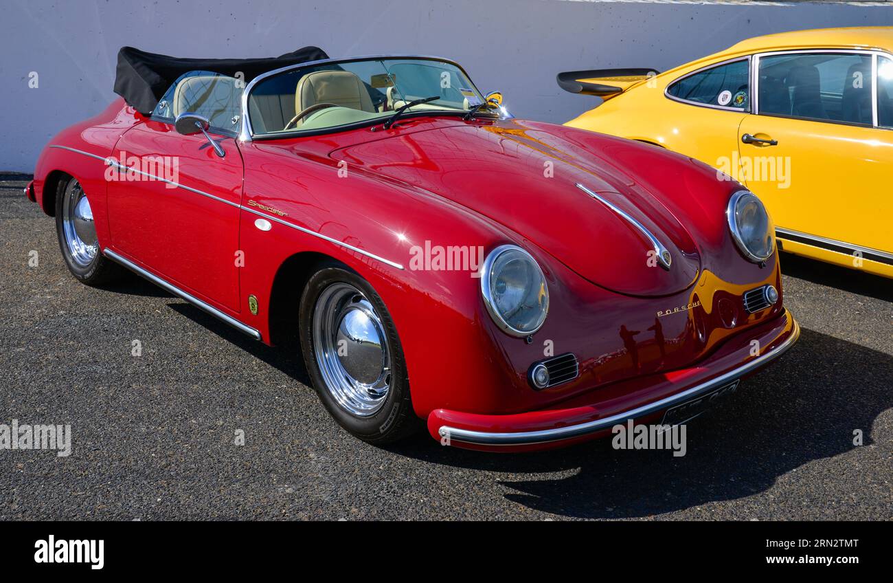 Classic Vintage Porsche 356 Convertible Red Car On Show Sunny Day ...