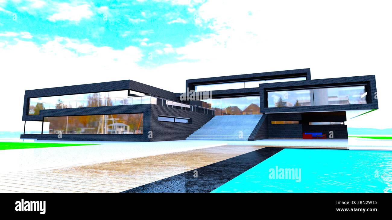 Black brick as a finishing material for country estate. Good banner for ...