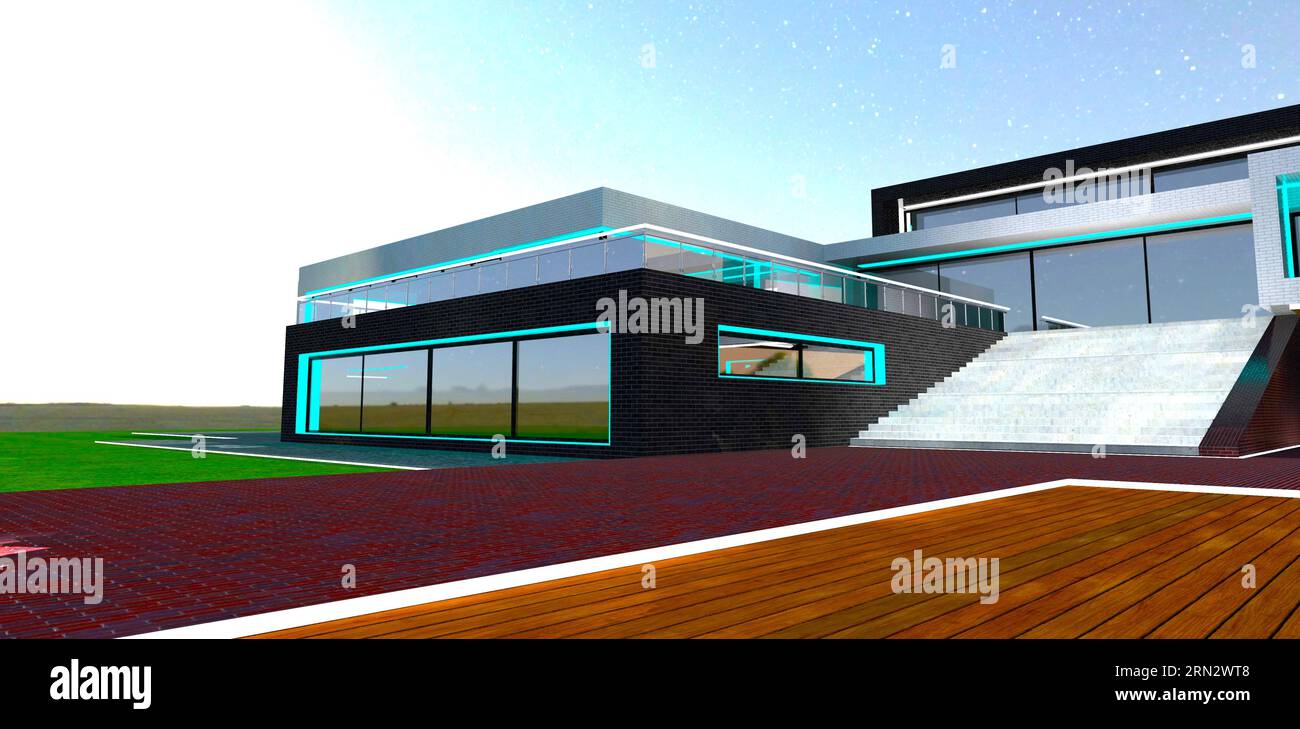 Bright moon rising above the territory of the unique property ...