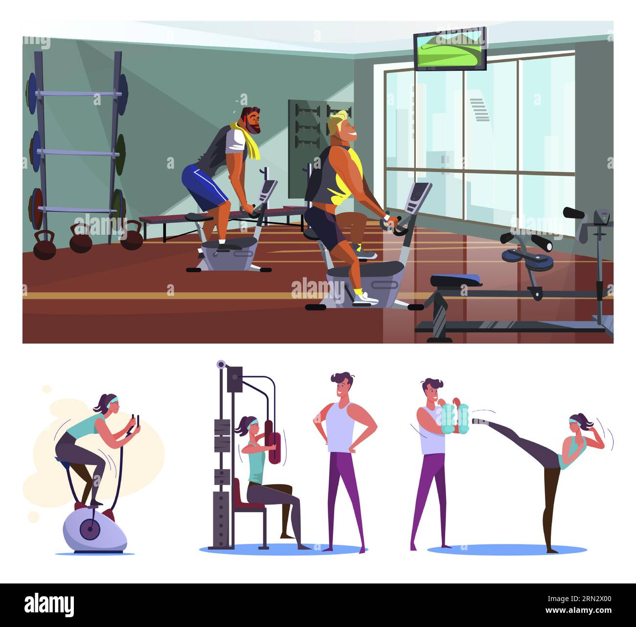 Fitness flat vector illustration set Stock Vector Image & Art - Alamy