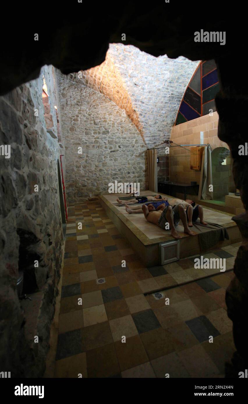 Palestinian take a traditional steam bath at Hamam Alshefa in the West ...