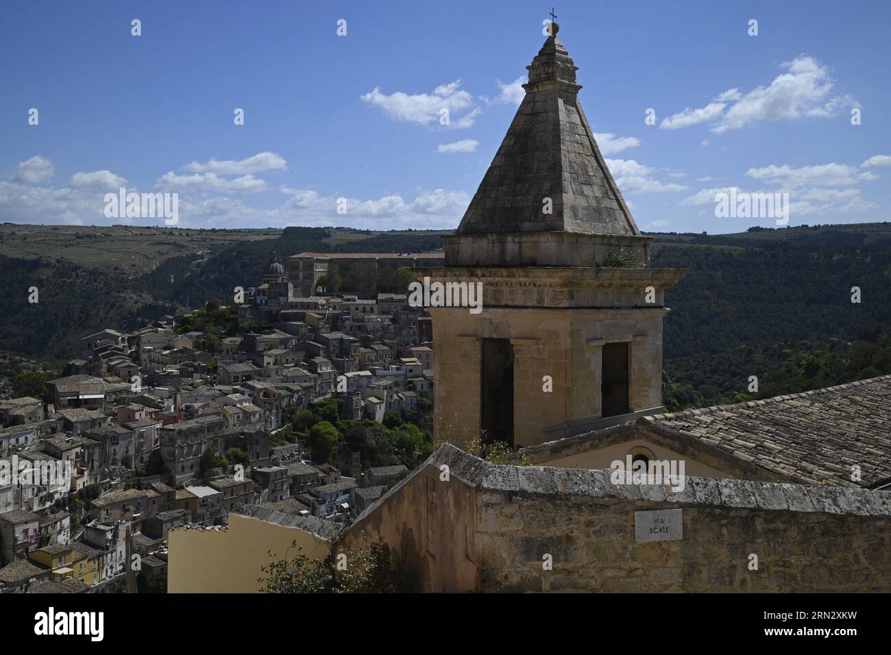 Landscape with panoramic view of Ragusa Ibla as seen from the Chiesa di ...