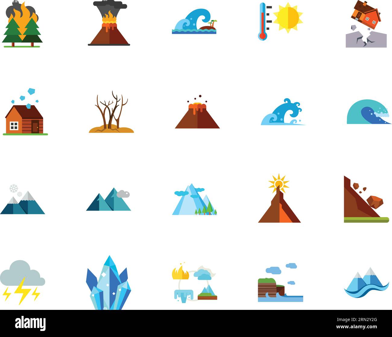 Natural disaster icon set Stock Vector Image & Art - Alamy
