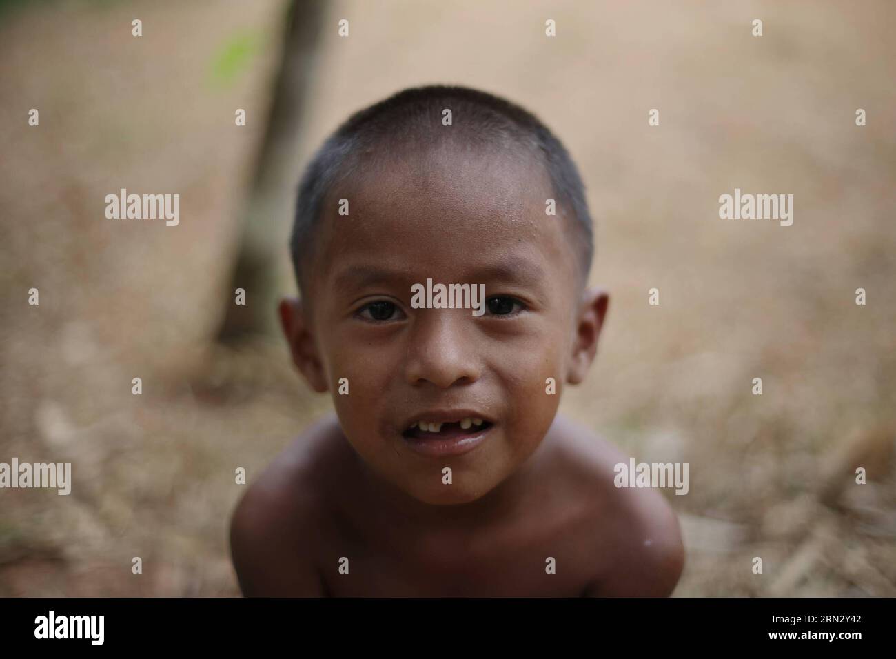 Image taken on March 27, 2015, shows a boy of the Wounaan indigenous ...