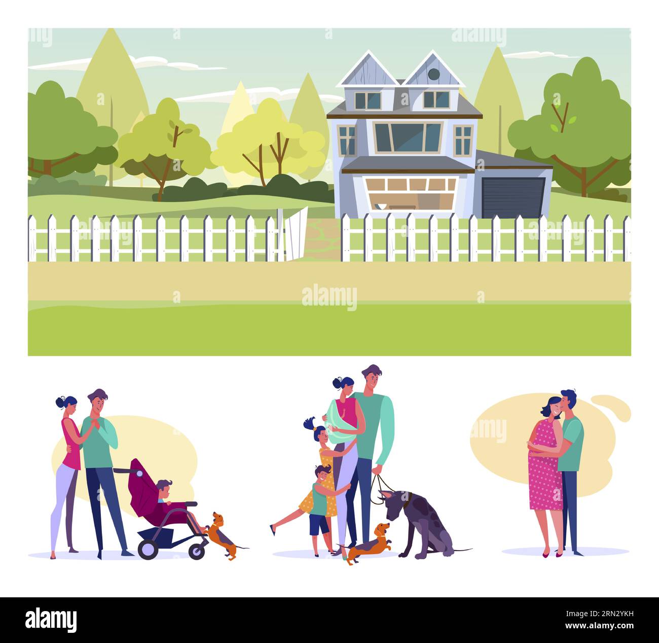 Happy parents flat vector illustration set Stock Vector Image & Art - Alamy