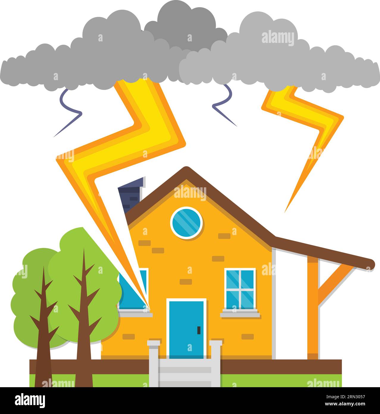 Lightning storm Concept, Building Facade with Thunder Bolth and heavy ...