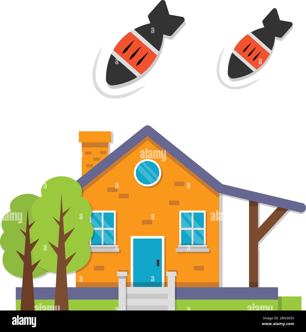 house is being hit by missile Concept Vector Color Icon Design, Natural ...