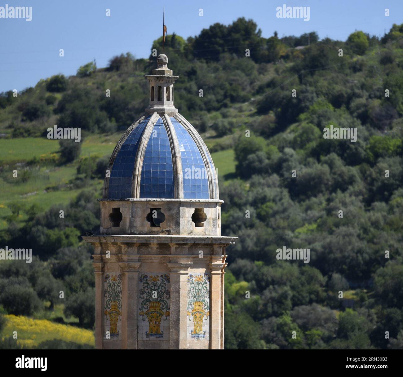 Blue dome of the Baroque style Chiesa di Santa Maria dell’Itria with ...