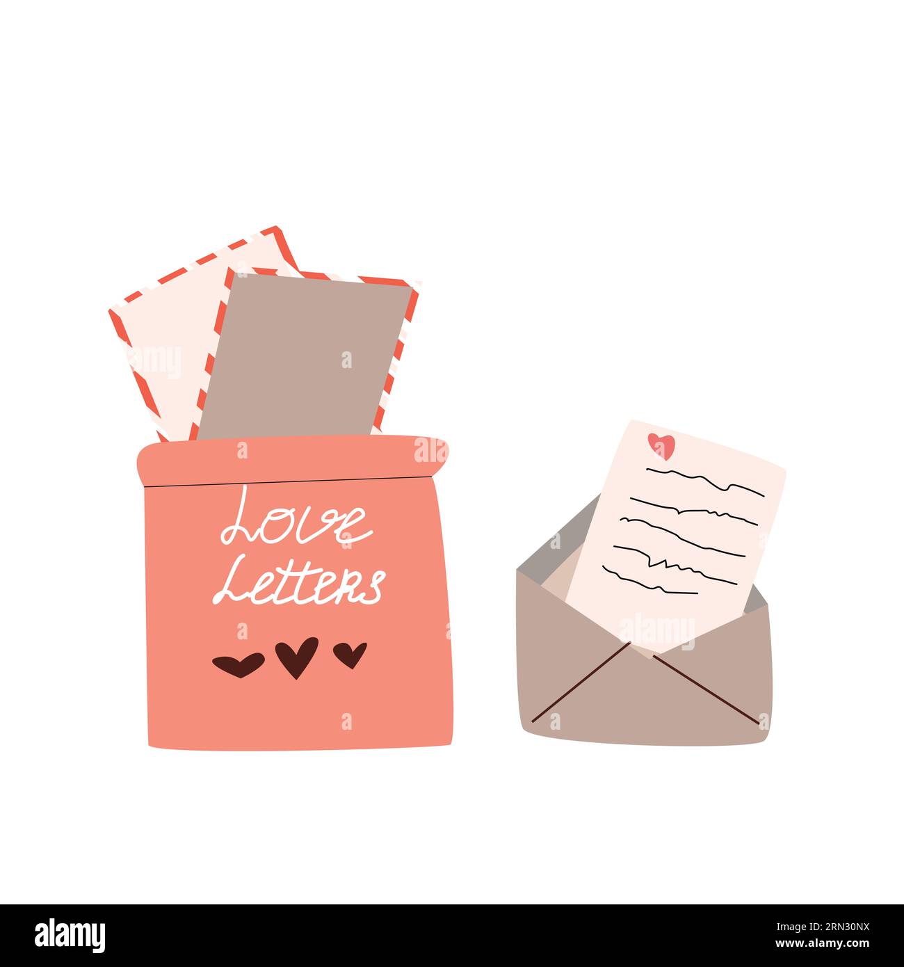 love letter with envelope and mailbox with letters Stock Vector Image ...