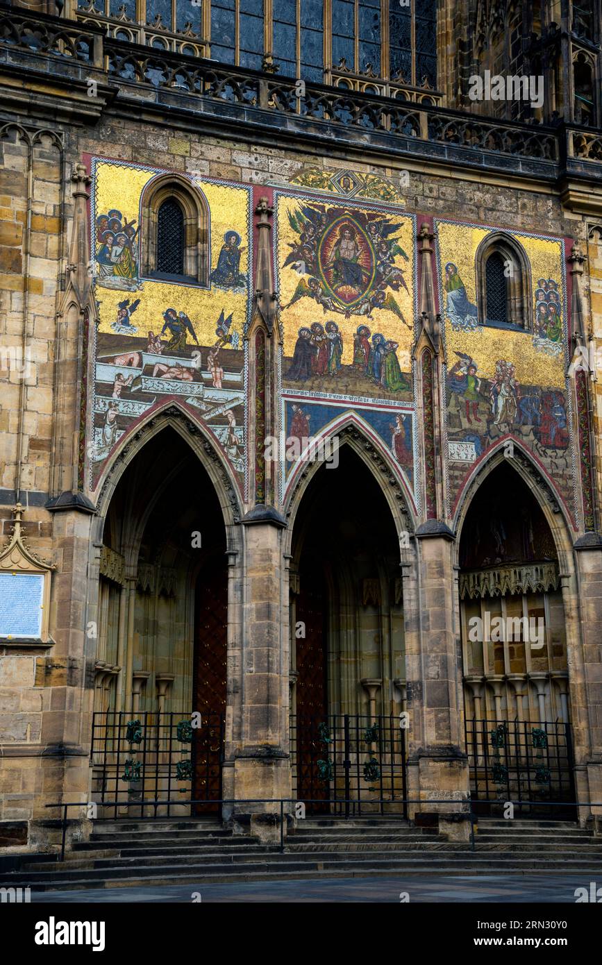Golden Gate portal at Gothic St. Vitus Cathedral in Prague, Czech ...