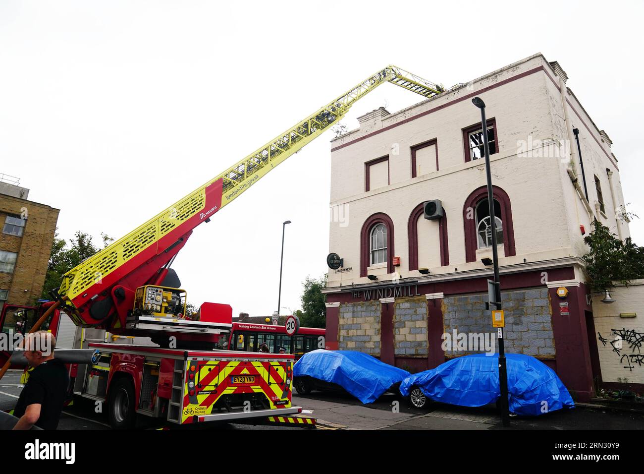 Emergency services attend a fire at the former Windmill pub in St James ...