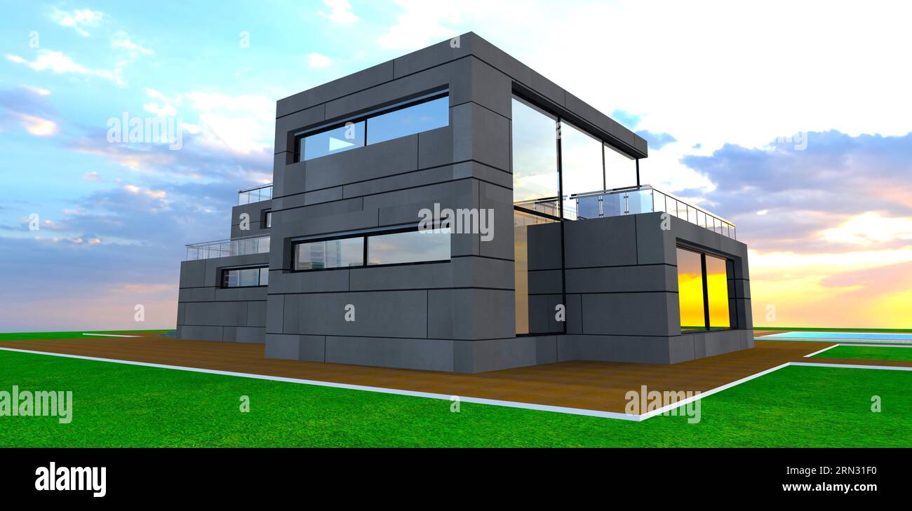 Trend stone panel as finishing material of the modern suburban housing ...