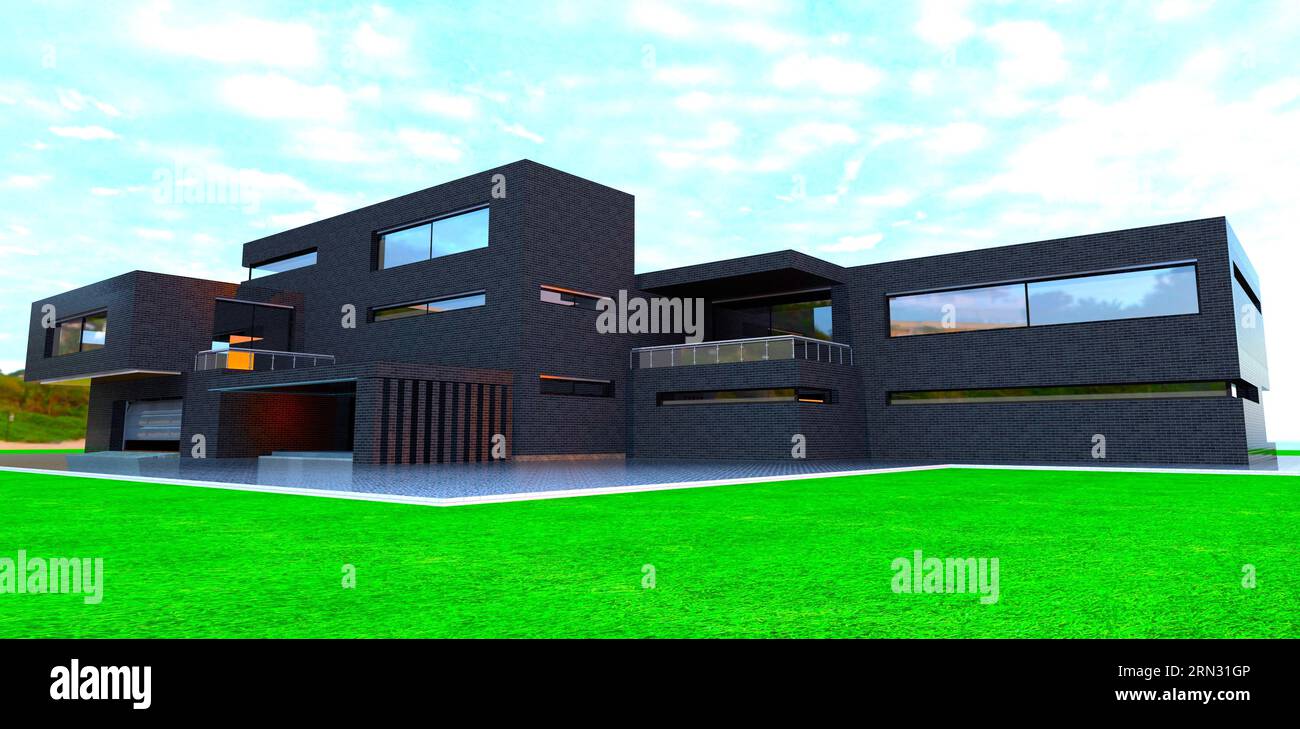 Trendy black brick finishing of the advanced country housing ...