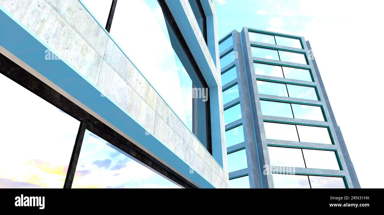 View from below to the exterior of the recently built apartment ...