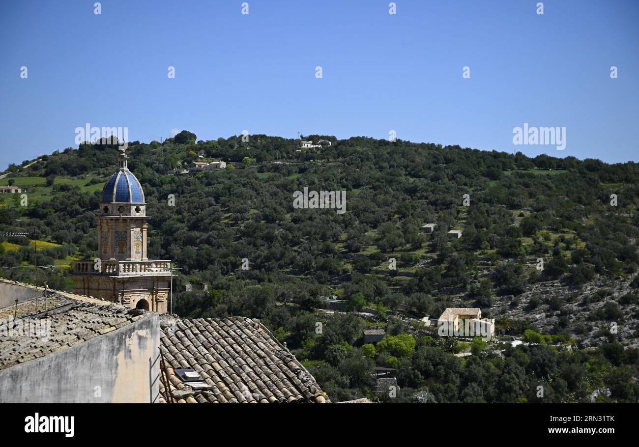 Blue dome of the Baroque style Chiesa di Santa Maria dell’Itria with ...