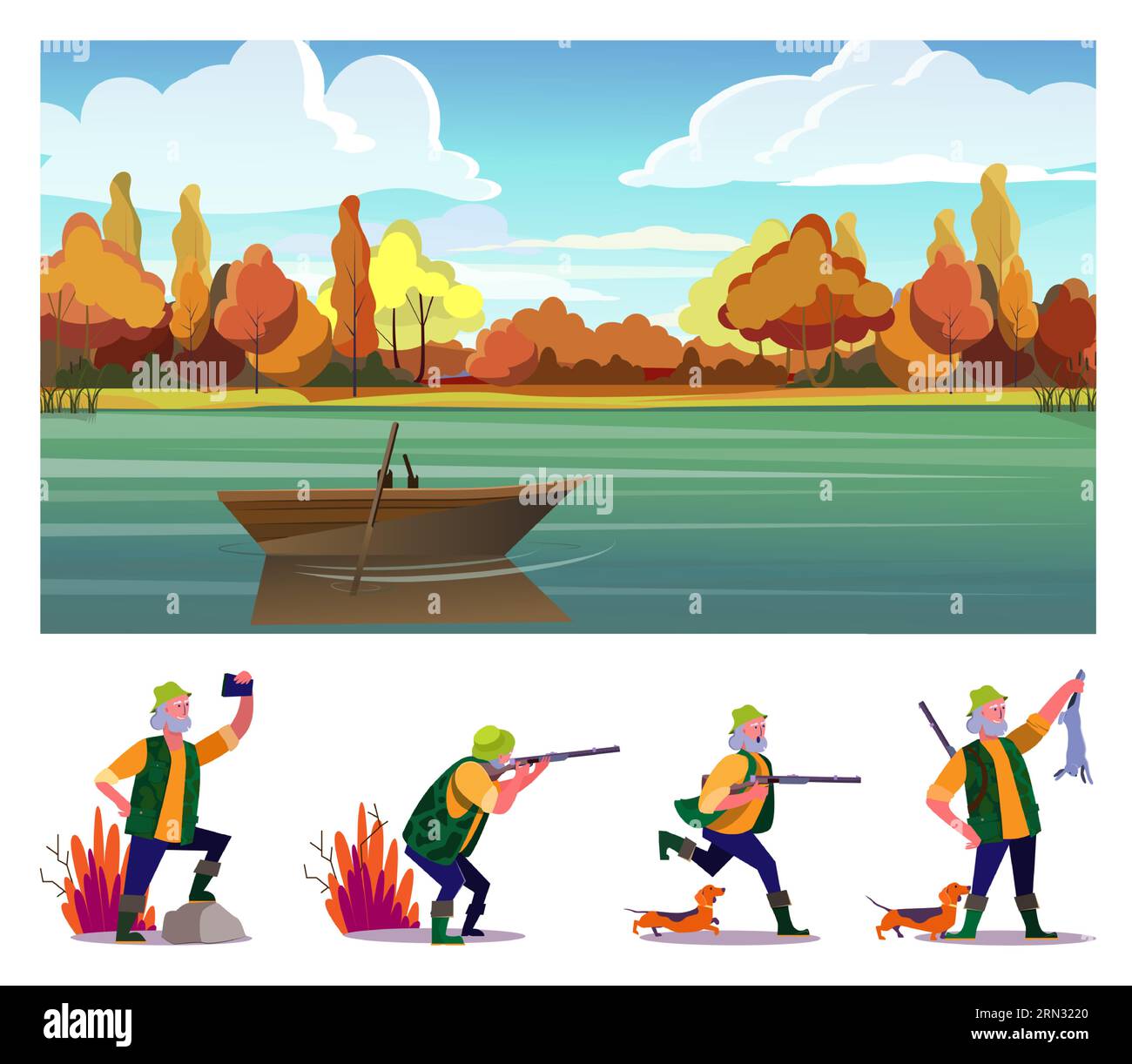 Hunting game flat vector illustration set Stock Vector Image & Art - Alamy