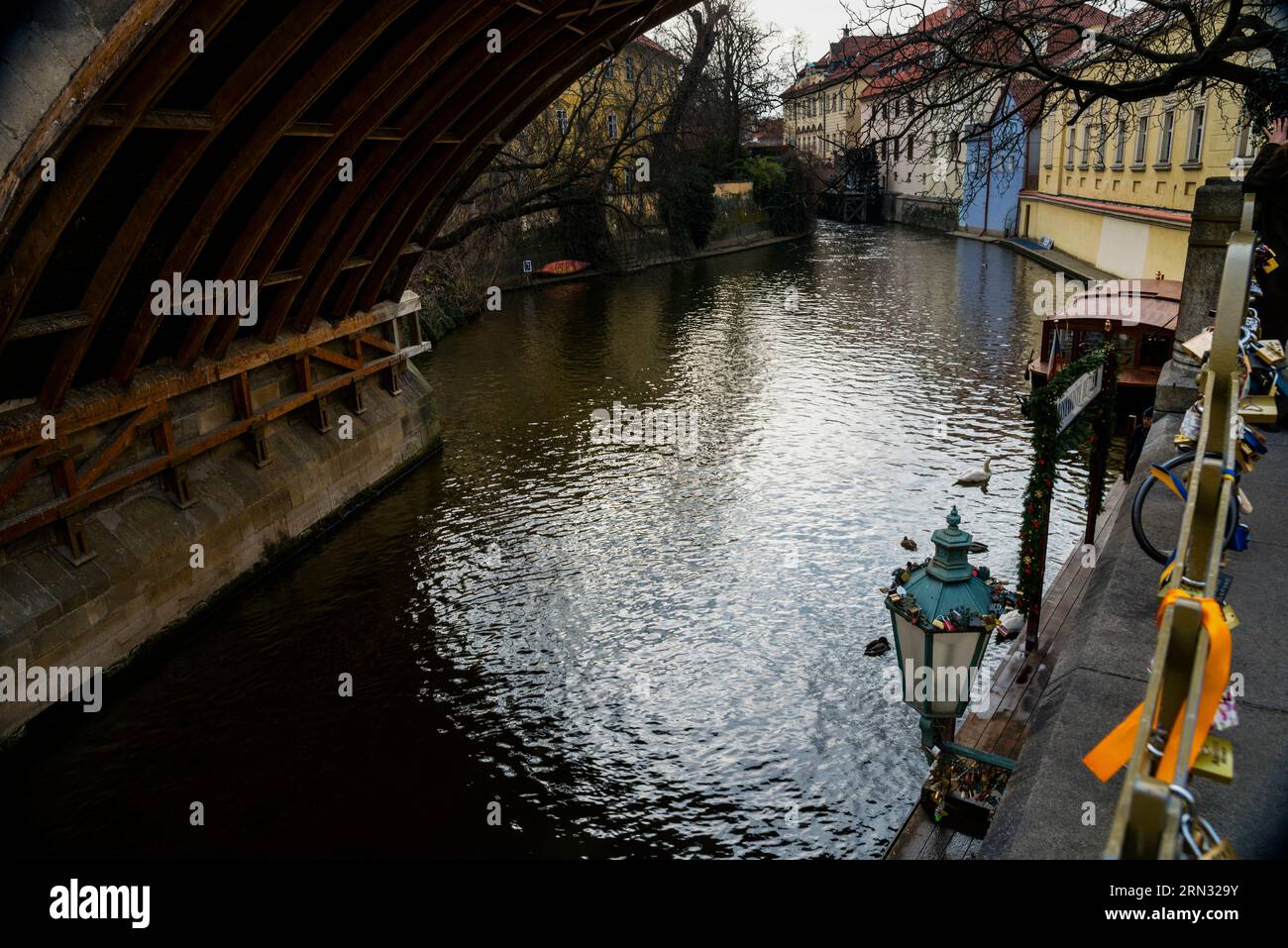Arch of Charles Bridge over Devil's Channel in Prague, Czech Republic ...