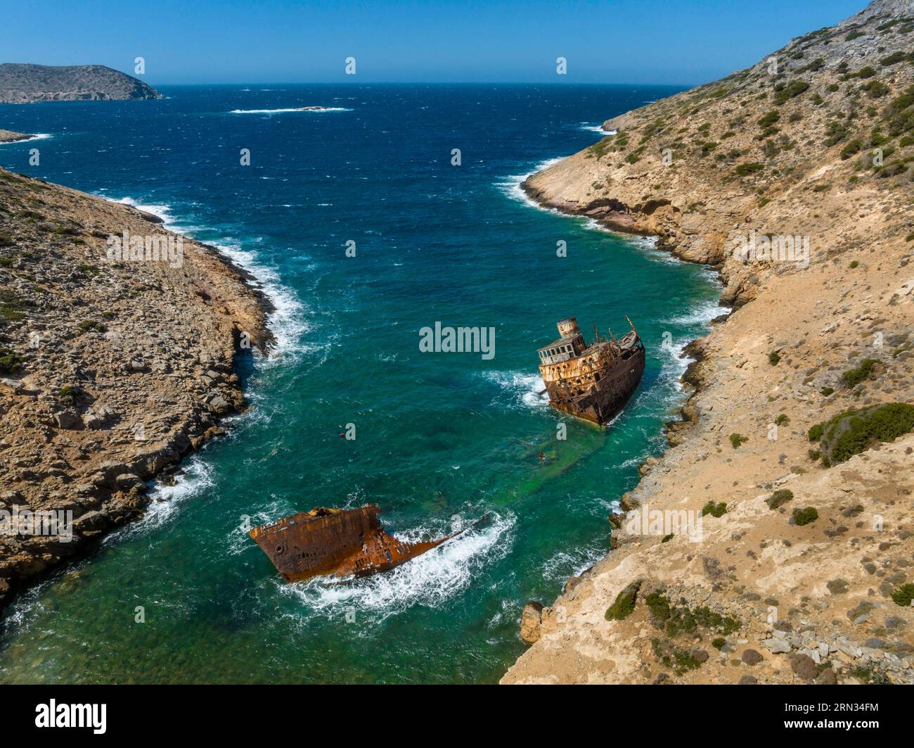 Greece, Egean Sea, Eastern Cyclades archipelago, Amorgos island ...