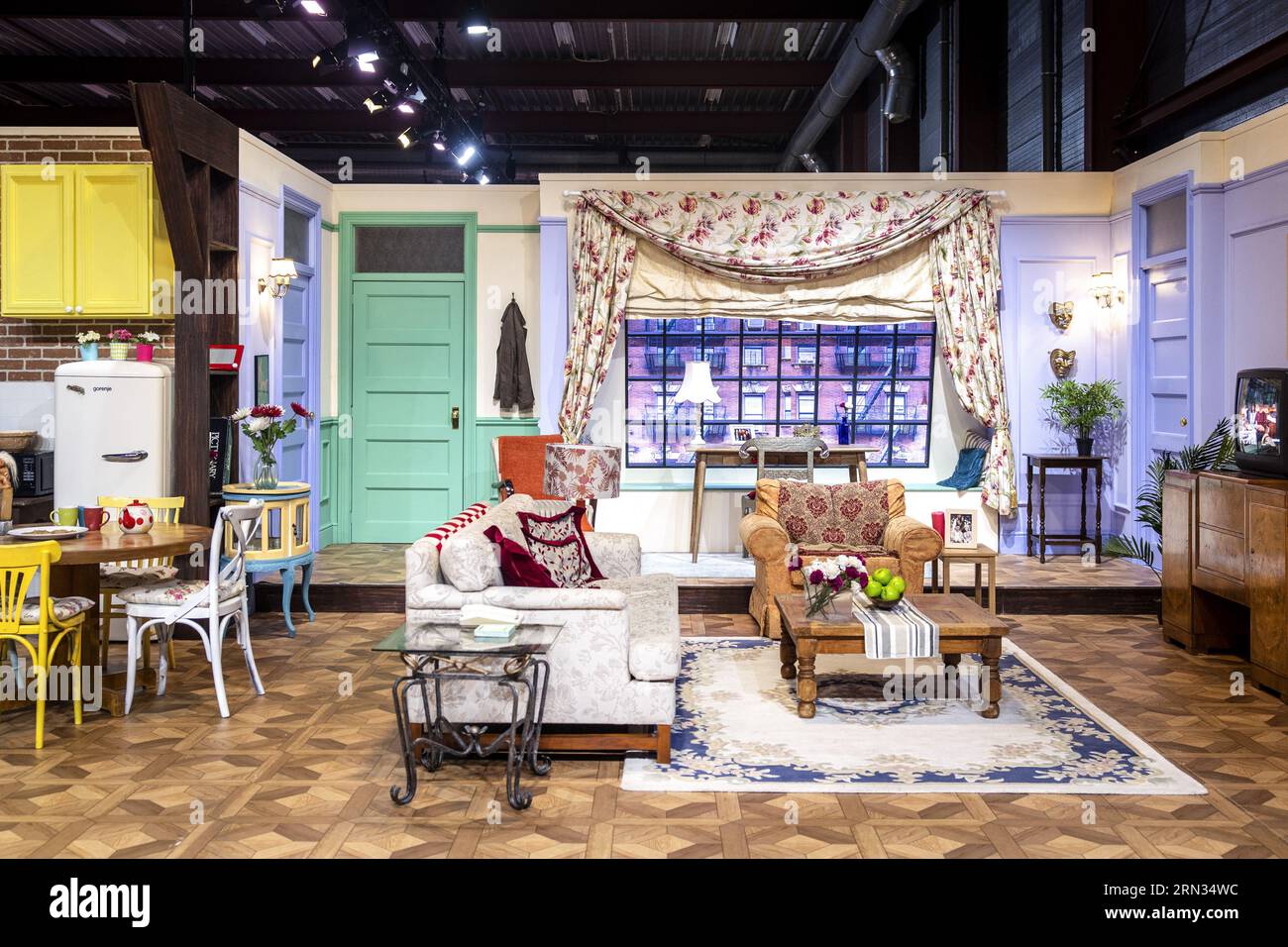 AMSTERDAM - 31/08/2023 A recreated set in the exhibition The FRIENDS ...