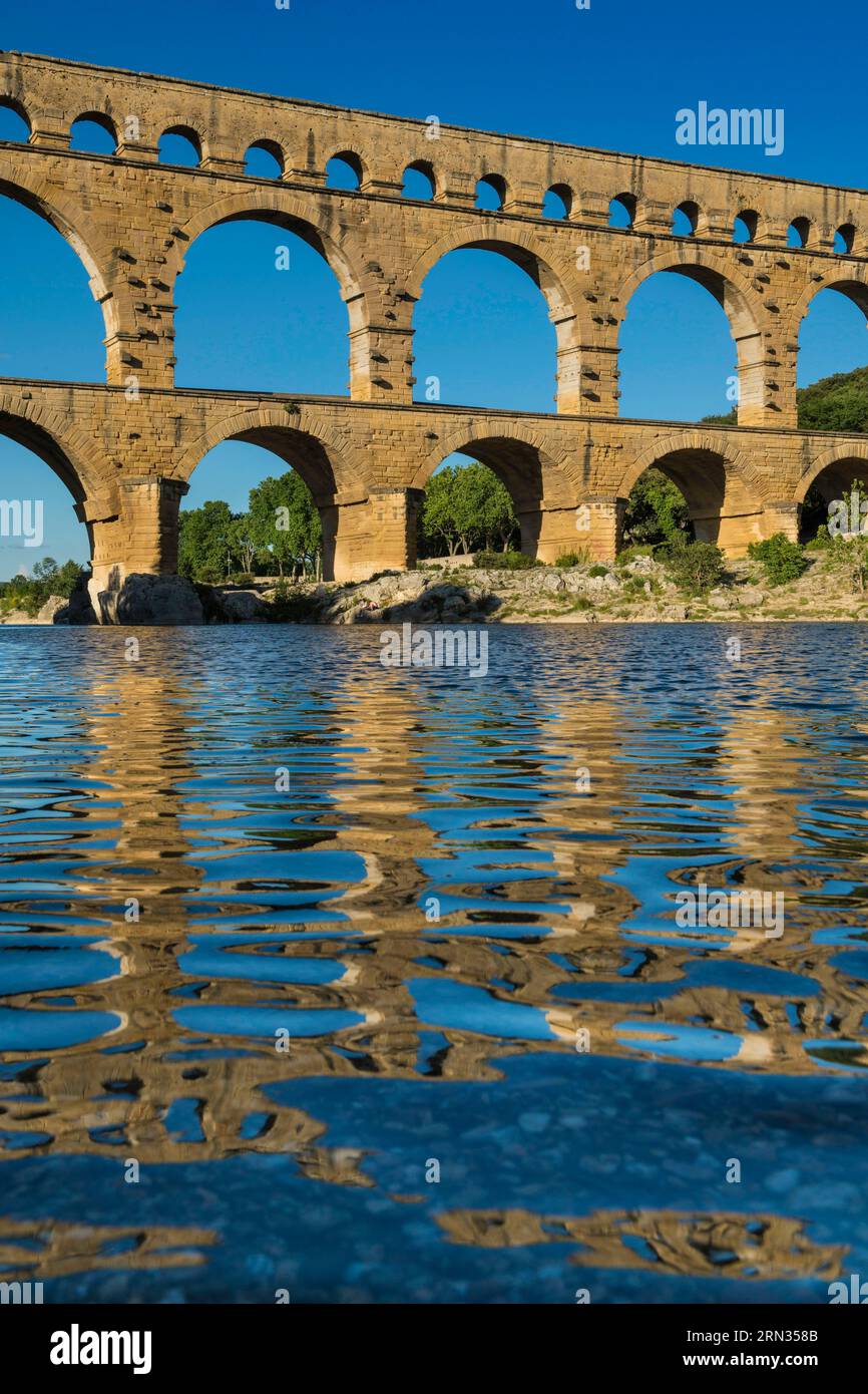 France, Gard (30), Vers Pont du Gard, the Gard bridge listed historical ...