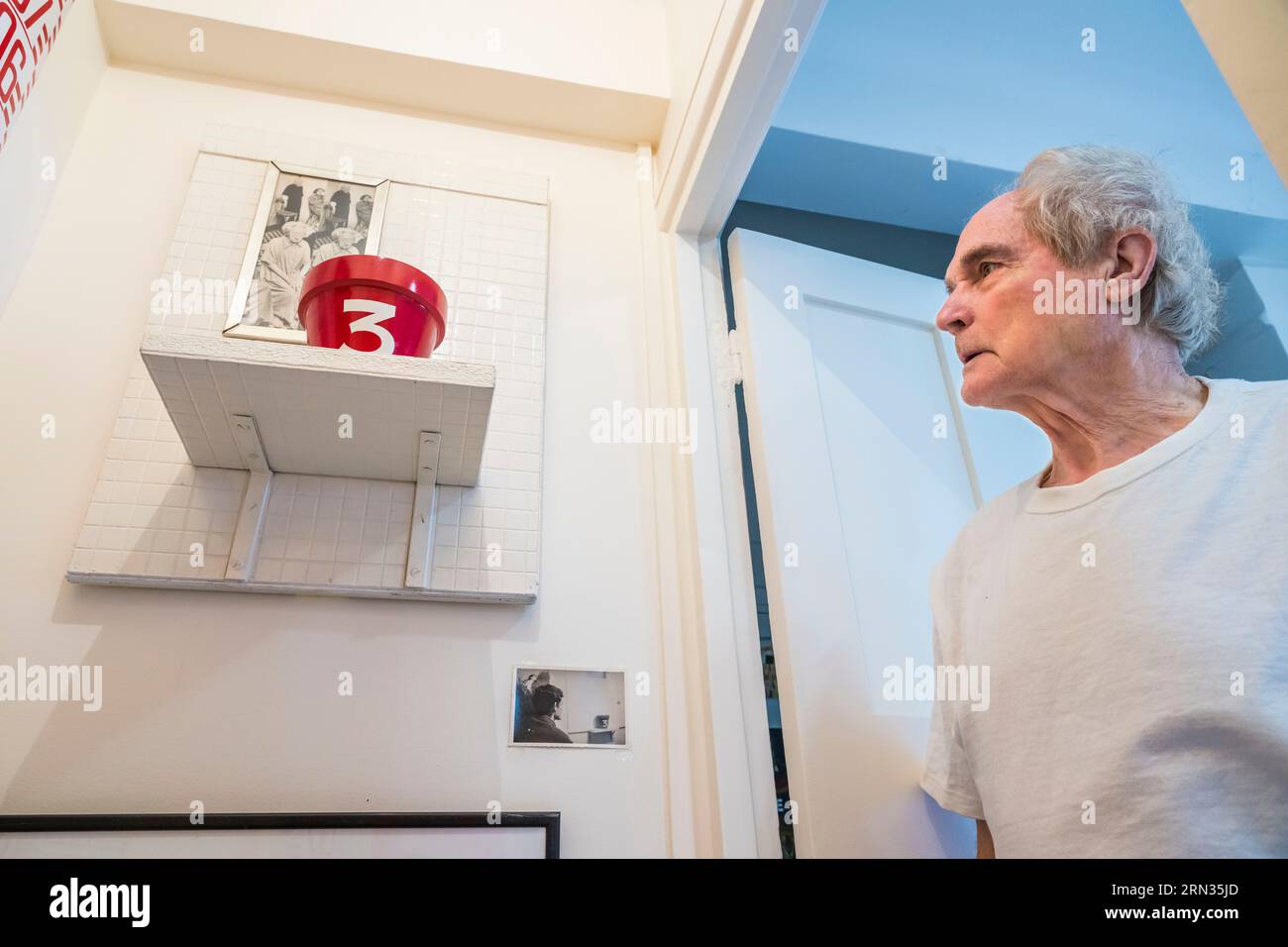 France, Paris, visual artist Jean-Pierre Raynaud in his studio ...
