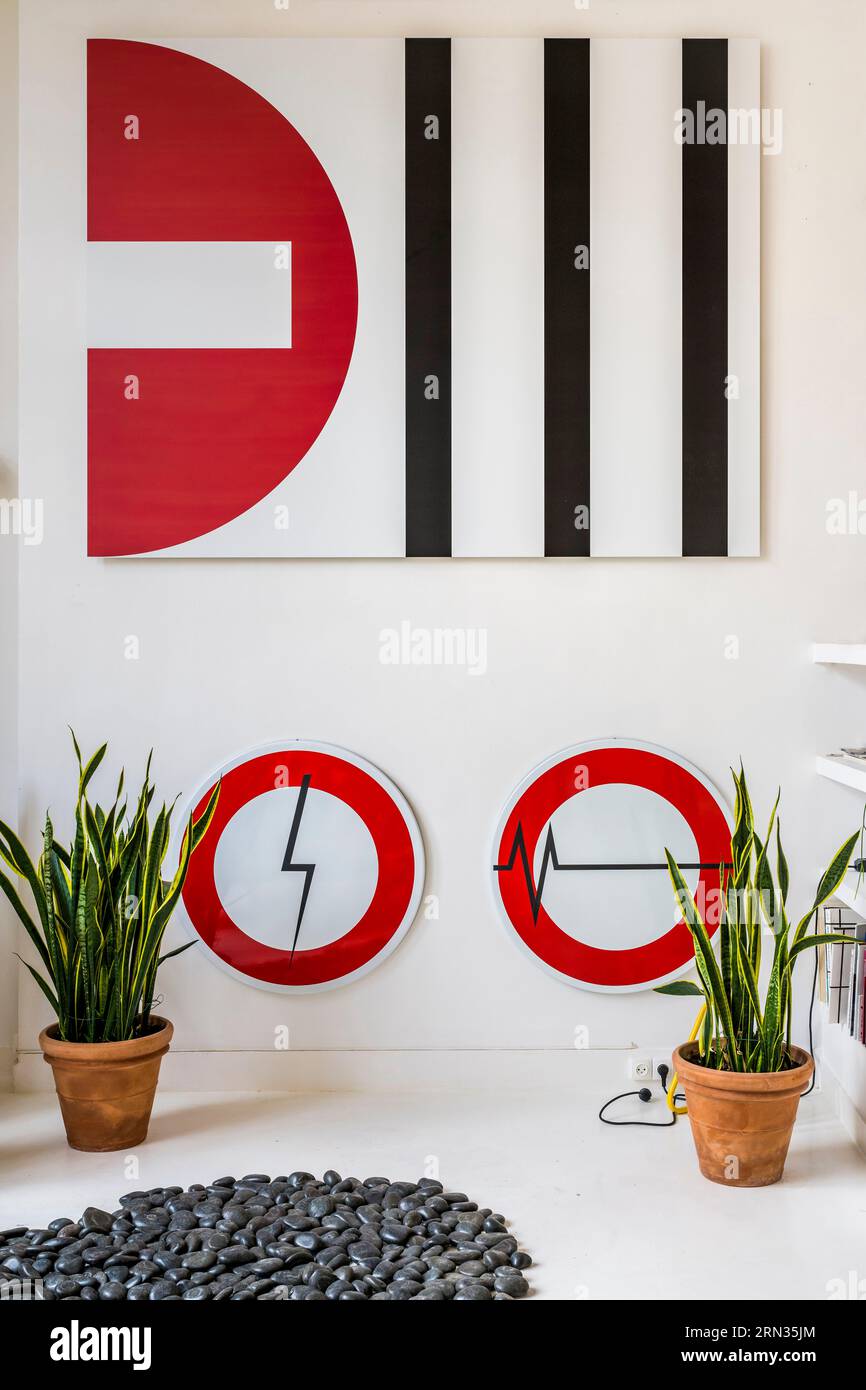France, Paris, visual artist Jean-Pierre Raynaud in his studio ...