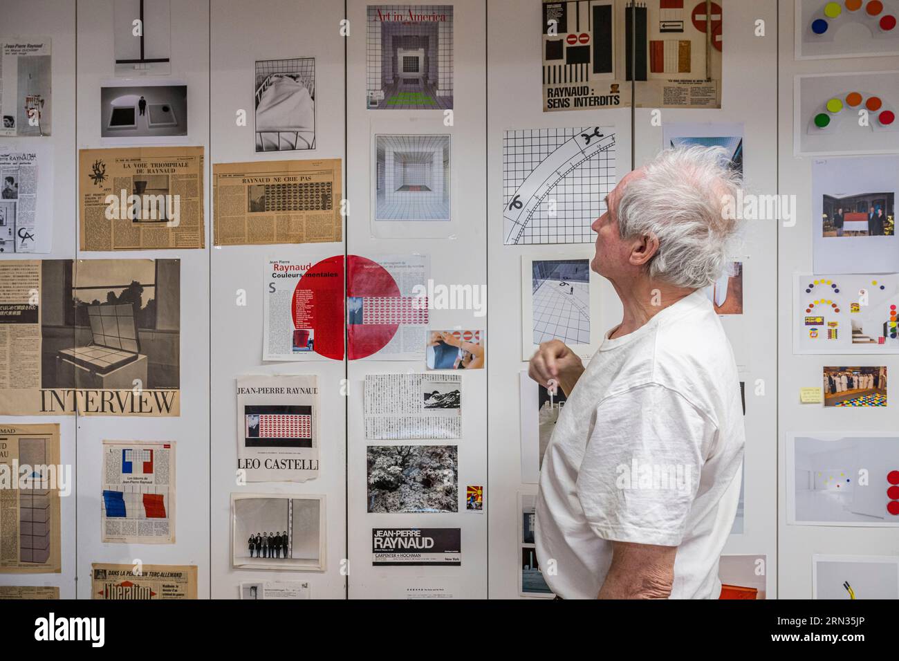 France, Paris, visual artist Jean-Pierre Raynaud in his studio ...