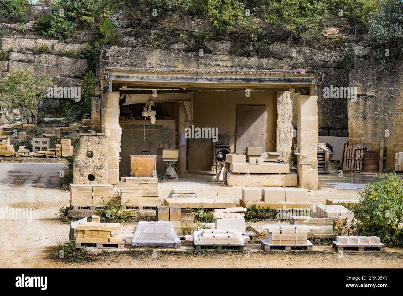 France, Gard, Vers Pont du Gard, stone quarries on the route of the ...