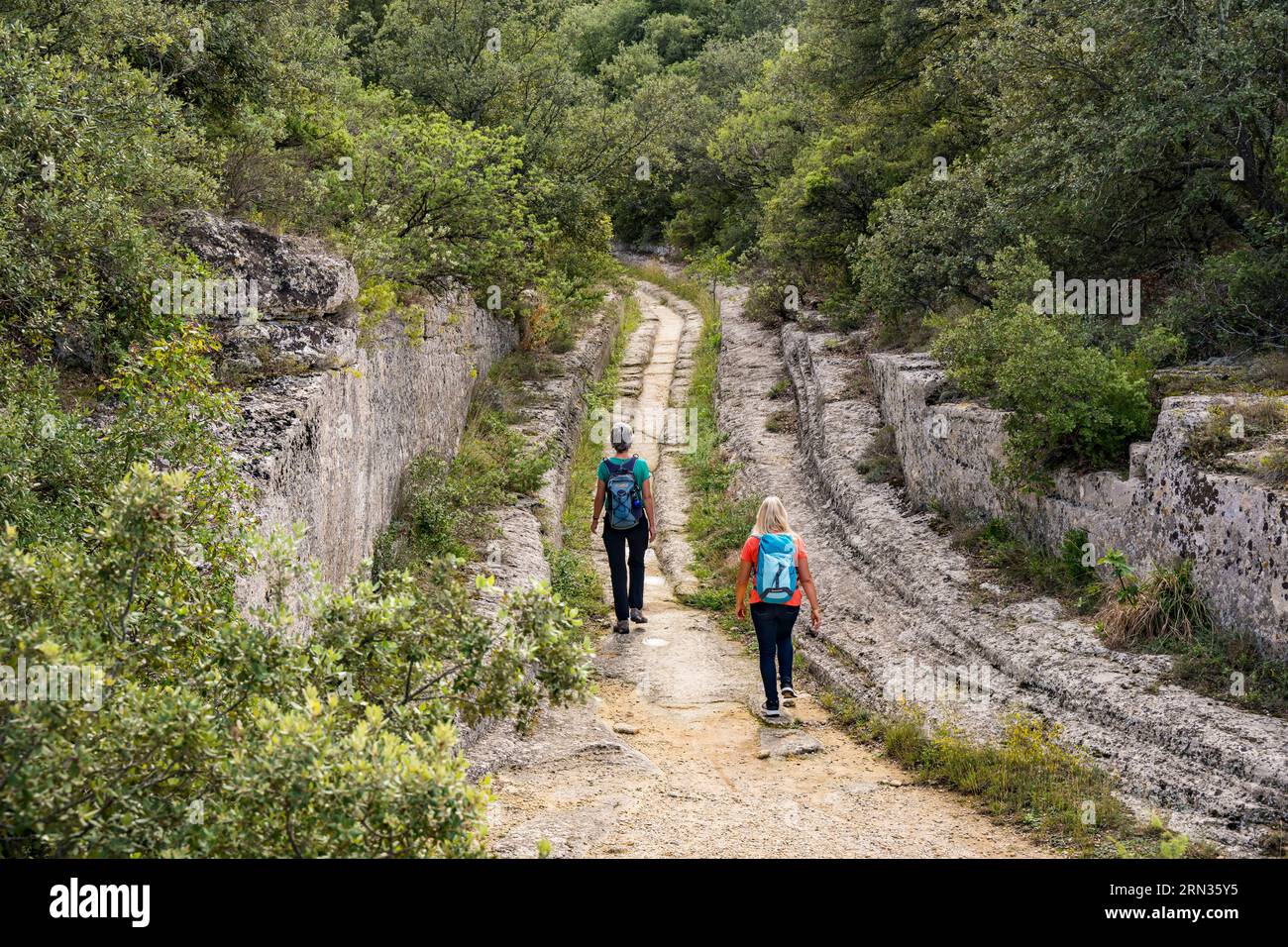 France, Gard, Vers Pont du Gard, stone quarries on the route of the ...