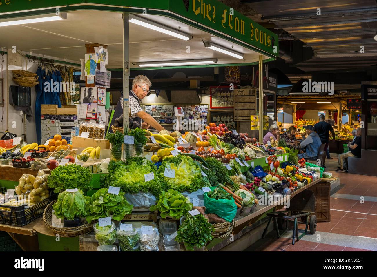 France, Herault, Sete, Les Halles, covered market, fruit and vegetable ...