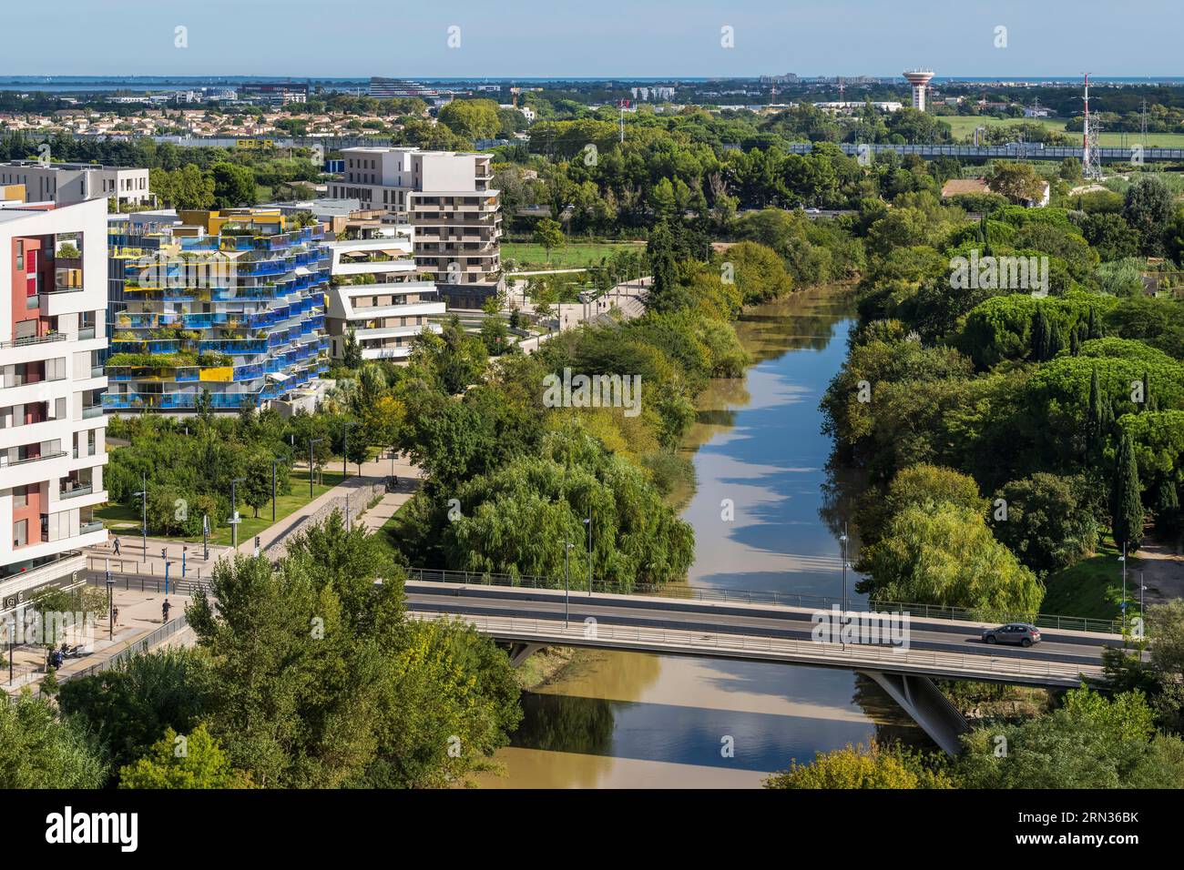 France, Herault, Montpellier, Richter district, the banks of the Lez ...