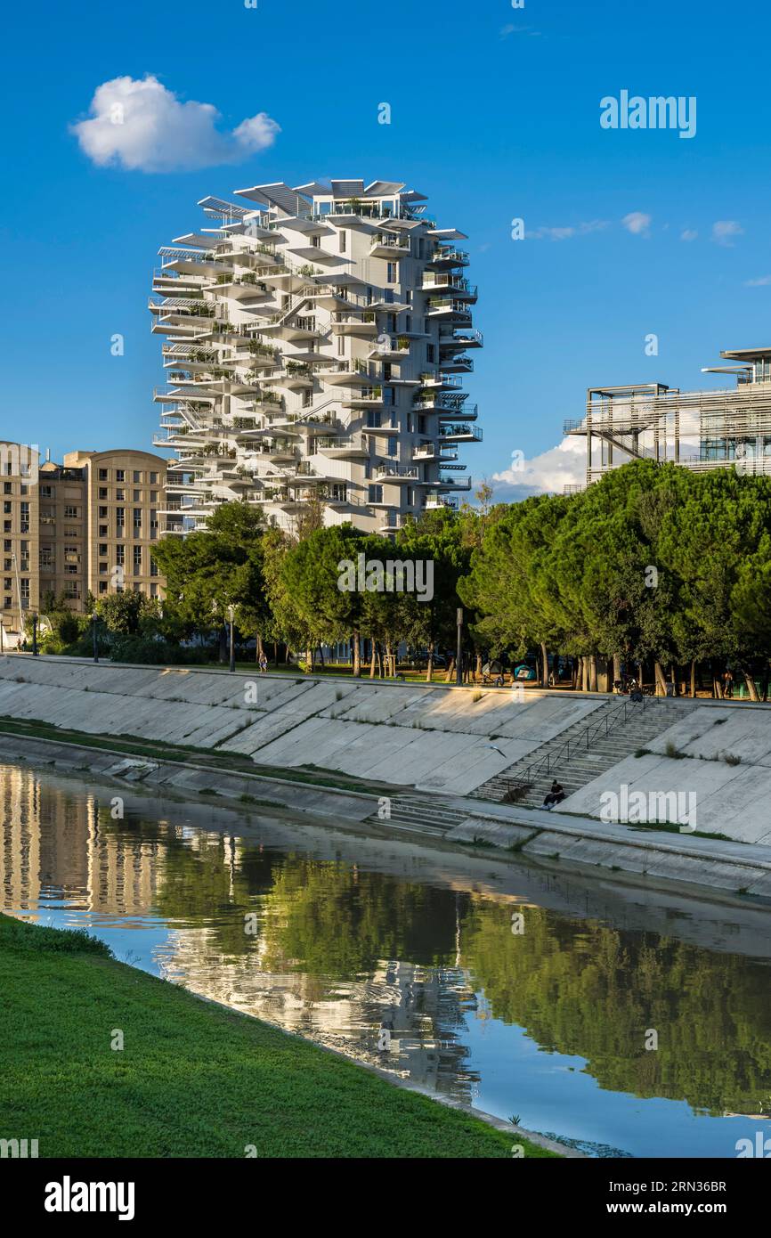 France, Herault, Montpellier, Richter district, the banks of the Lez ...
