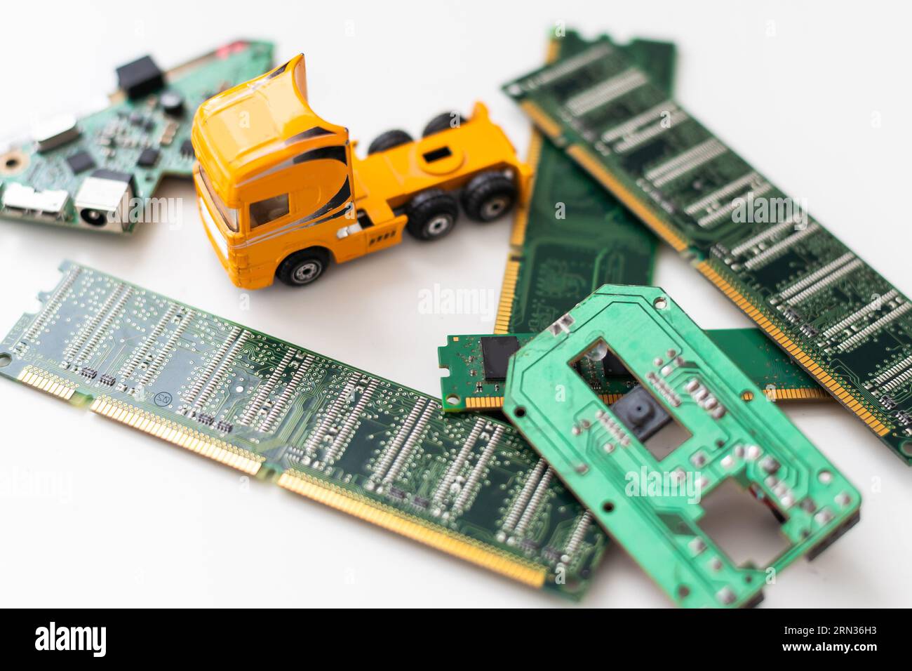 Concept : Recycling of old computer boards and processors on an ...
