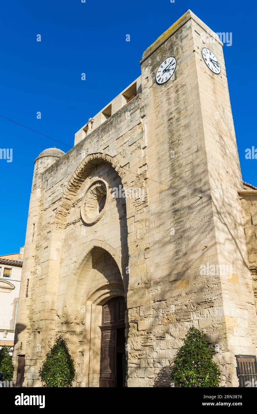 France, Gard, Aigues Mortes, Notre Dame des Sablons church Stock Photo ...