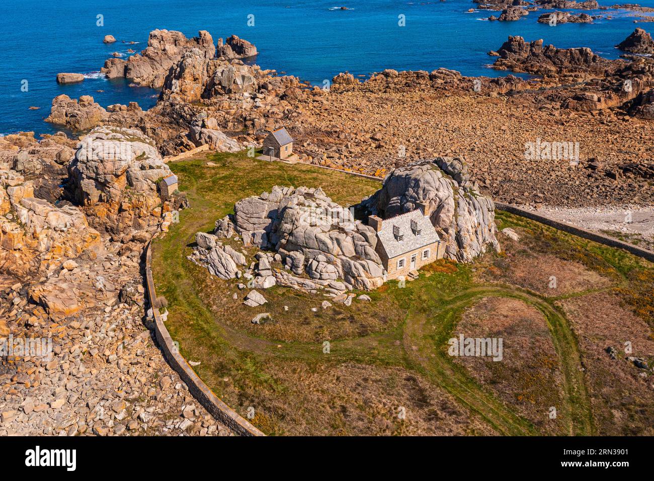 France, Cotes-d'Armor, Cote d'Ajoncs, Plougrescant, site of the ...