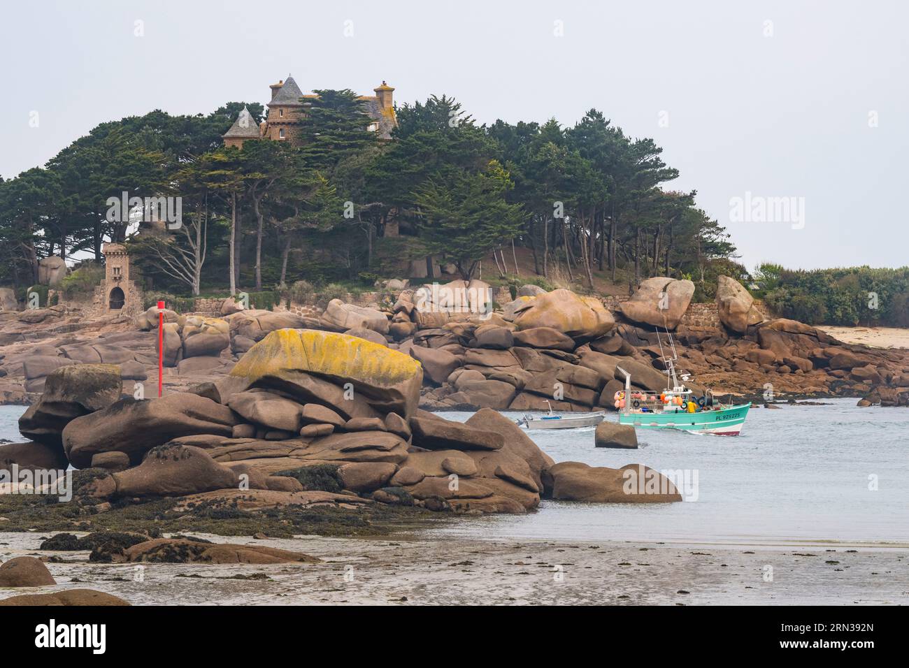 France, Cotes-d'Armor, Cote de Granit Rose, Perros-Guirec, fishing boat ...