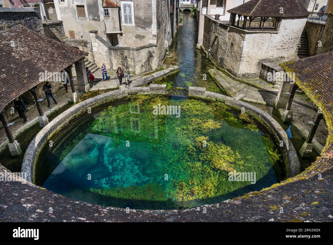 France, Yonne, Tonnerre, washhouse of the Fosse Dionne, circular basin ...
