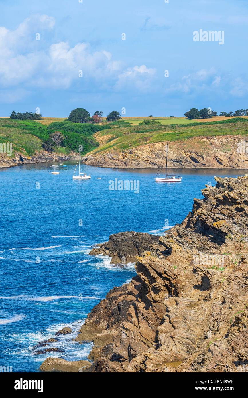 France, Morbihan, Belle Ile en Mer, Bangor, the wild coast along the GR ...