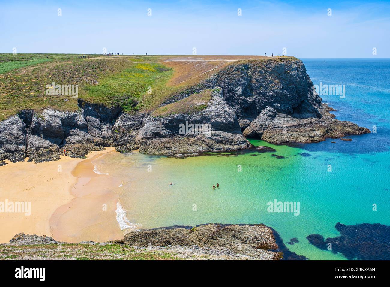France, Morbihan, Belle Ile en Mer, the wild coast, Bangor, Vazen beach ...