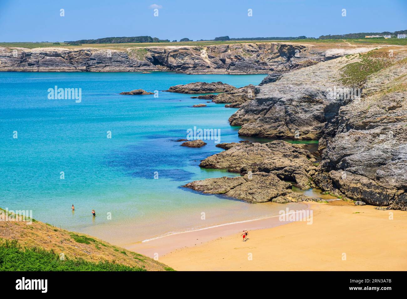 France, Morbihan, Belle Ile en Mer, the wild coast, Bangor, Vazen beach ...