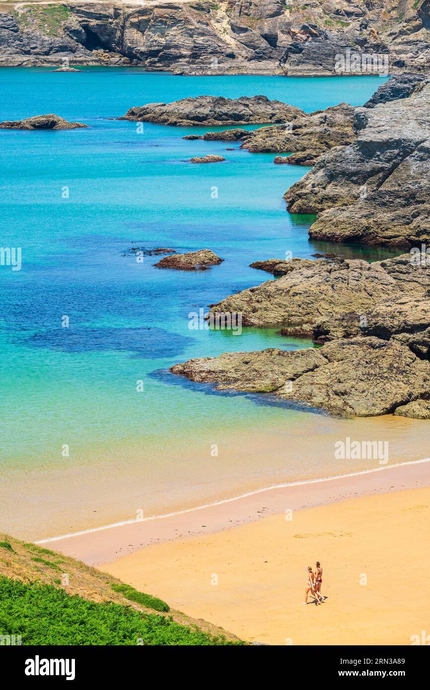 France, Morbihan, Belle Ile en Mer, the wild coast, Bangor, Vazen beach ...