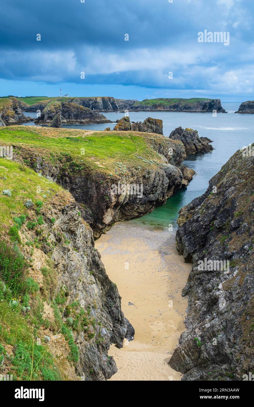 France, Morbihan, Belle Ile en Mer, Bangor, the wild coast along the GR ...