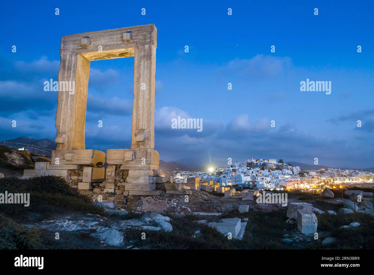 Greece, Cyclades, Naxos Island, Naxos Chora, the door of Apollon temple ...